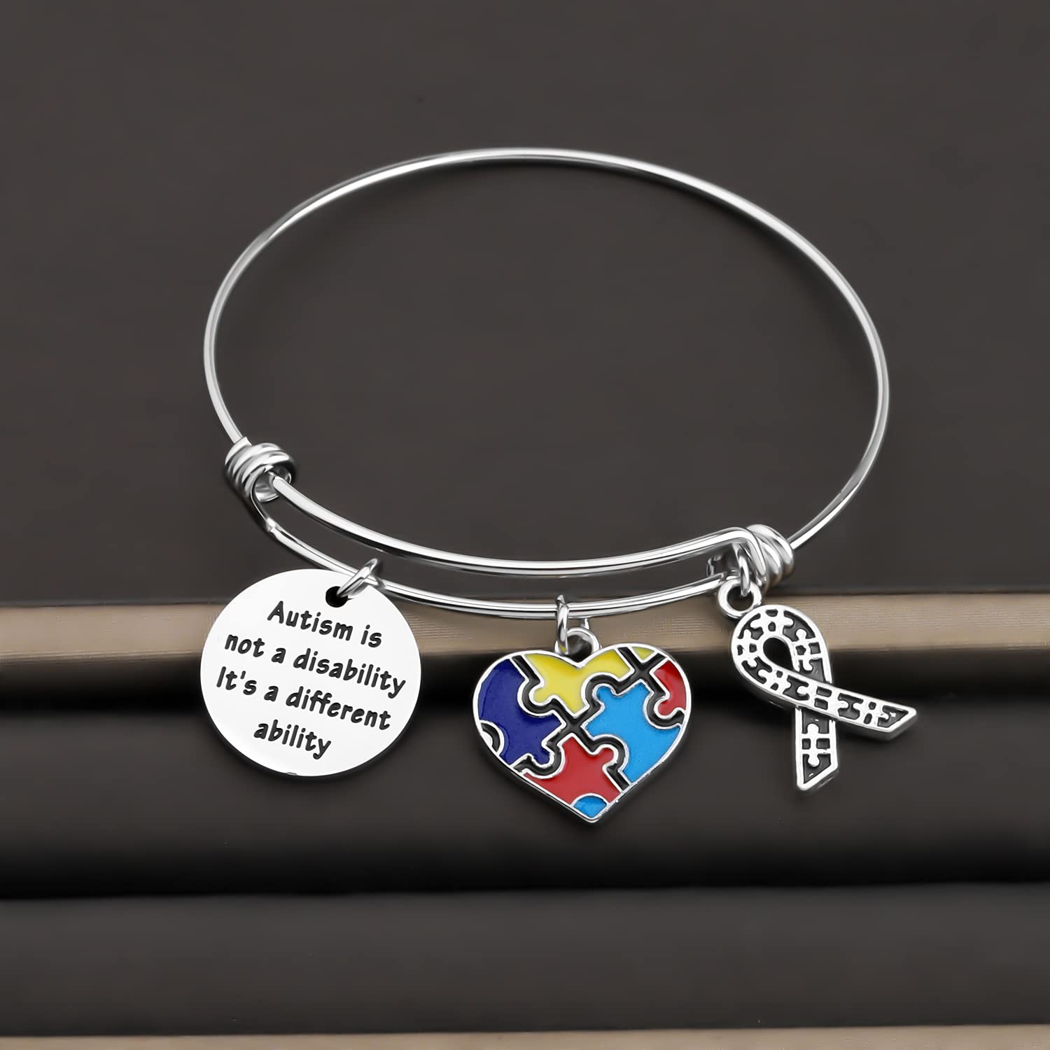 ENSIANTH Autism Awareness Bracelet Autism Puzzle Piece Jewelry Encouragement Gift for Autistic (Autism Bracelet)
