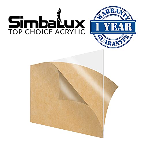 SimbaLux Acrylic Sheet Clear Cast Plexiglass 8” x 10” 0.08” Thick (2mm) Pack of 5 Transparent Plastic Plexi Glass Board with Protective Paper for Photo Frame Replacement, DIY Display Projects, Craft