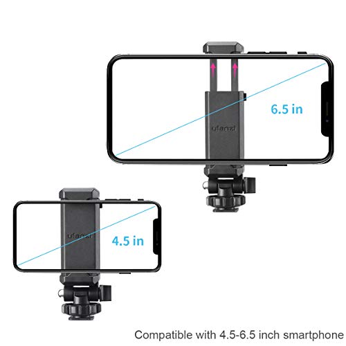 ULANZI Universal Phone Tripod Mount with Cold Shoe Mount, Rotates and Adjustable Clamp Holder Smartphone Clip Adapter for iPhone 11 Pro Max X XR Xs Max 8 7 Plus Samsung Galaxy s10 s9 Note10 Google