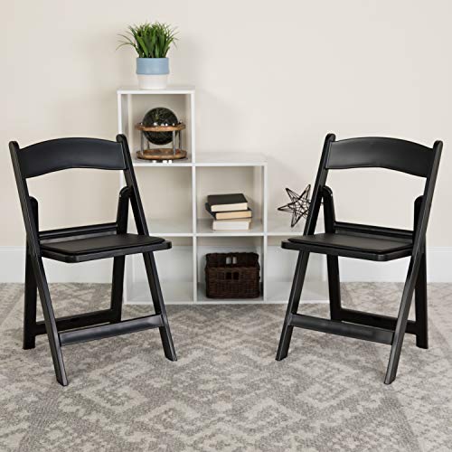 Flash Furniture Hercules Series Folding Chair - Black Resin - 2 Pack 800LB Weight Capacity Comfortable Event Chair - Light Weight Folding Chair