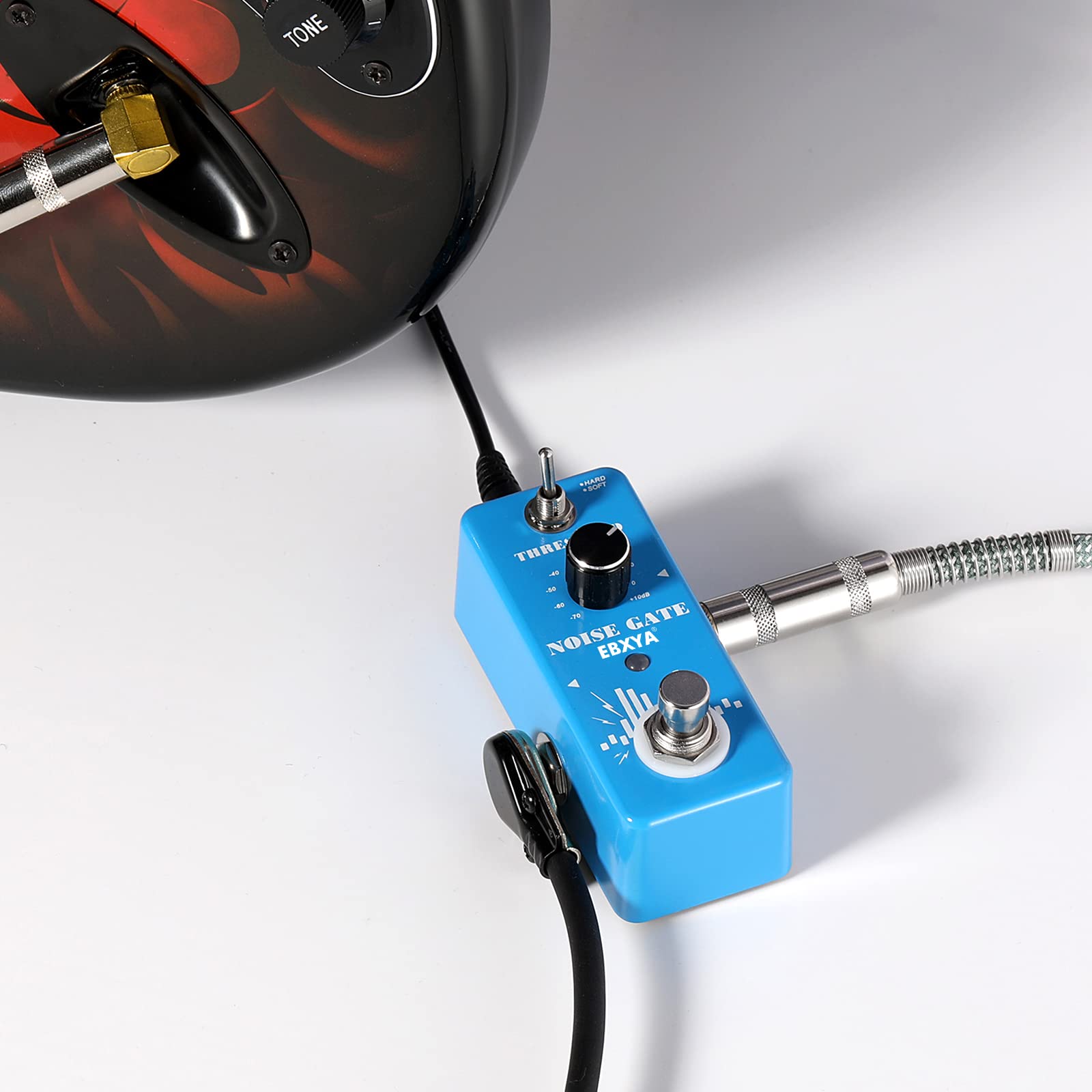 EBXYA Guitar Tuner Pedal, Mini Distortion Guitar pedals with 2 Noise Reducing Modes, Looper Effects Pedal Gate with True Bypass for Electric Guitar, Bass(Sky Blue)
