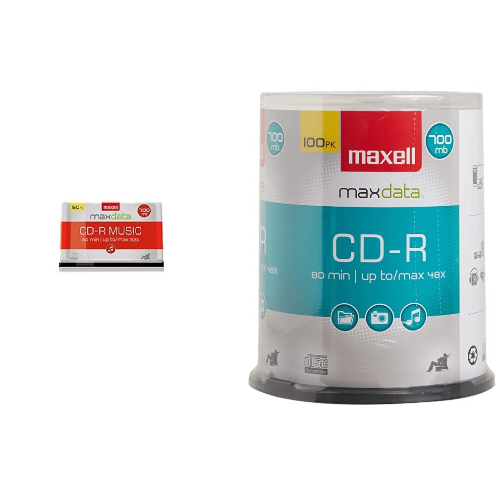 Maxell 625156 Premium Quality Recording Surface Recordable CD (Audio Only) & 648200 Premium Quality Recording Surface Noise Free Playback 700Mb CD-Recordable 48x Write Speeds