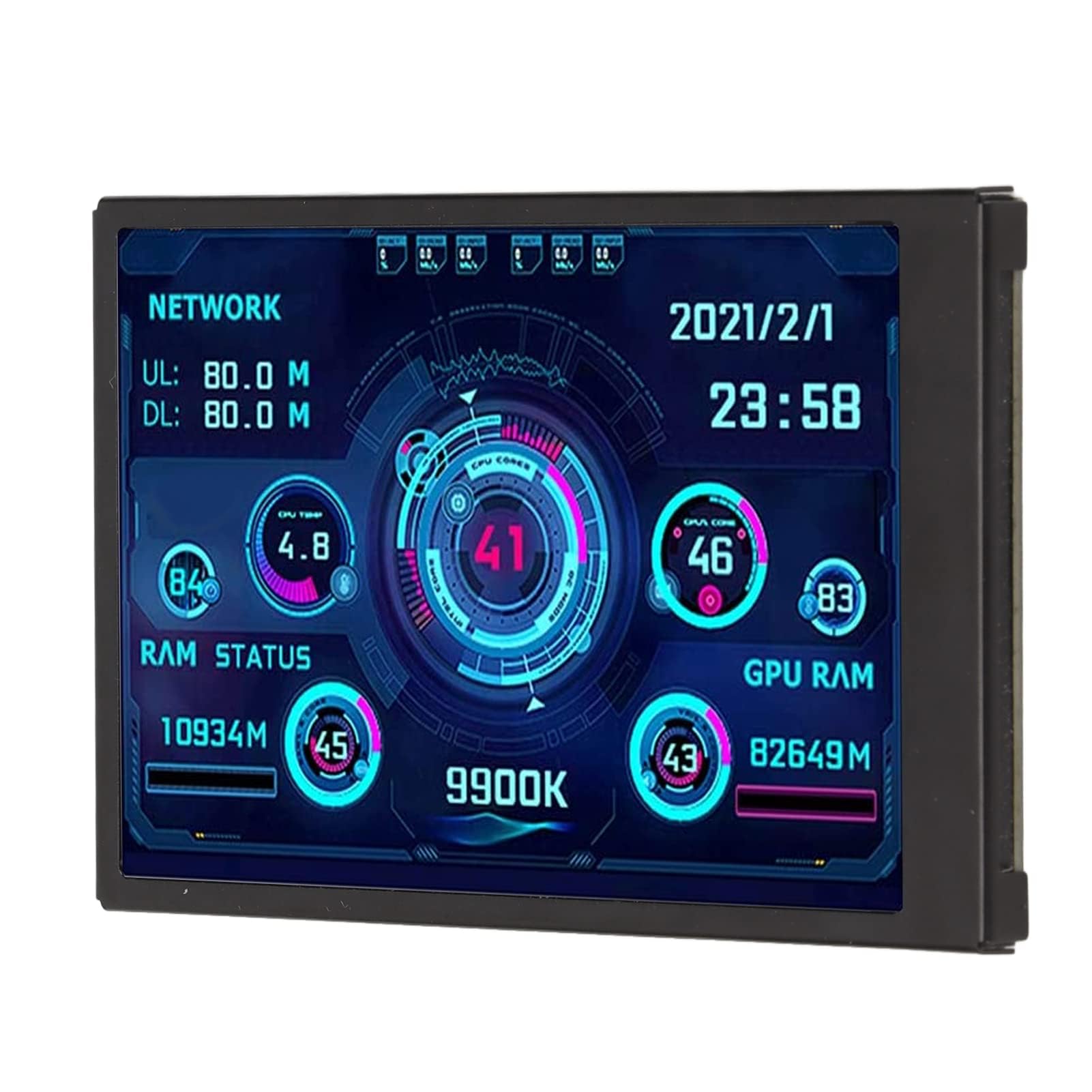 Heayzoki 3.5in USB Mini Screen, Pc Temp Monitor, CPU HDD Data Temperature Display, 360 Degree Rotation Type C Sub Screen for Computer Case