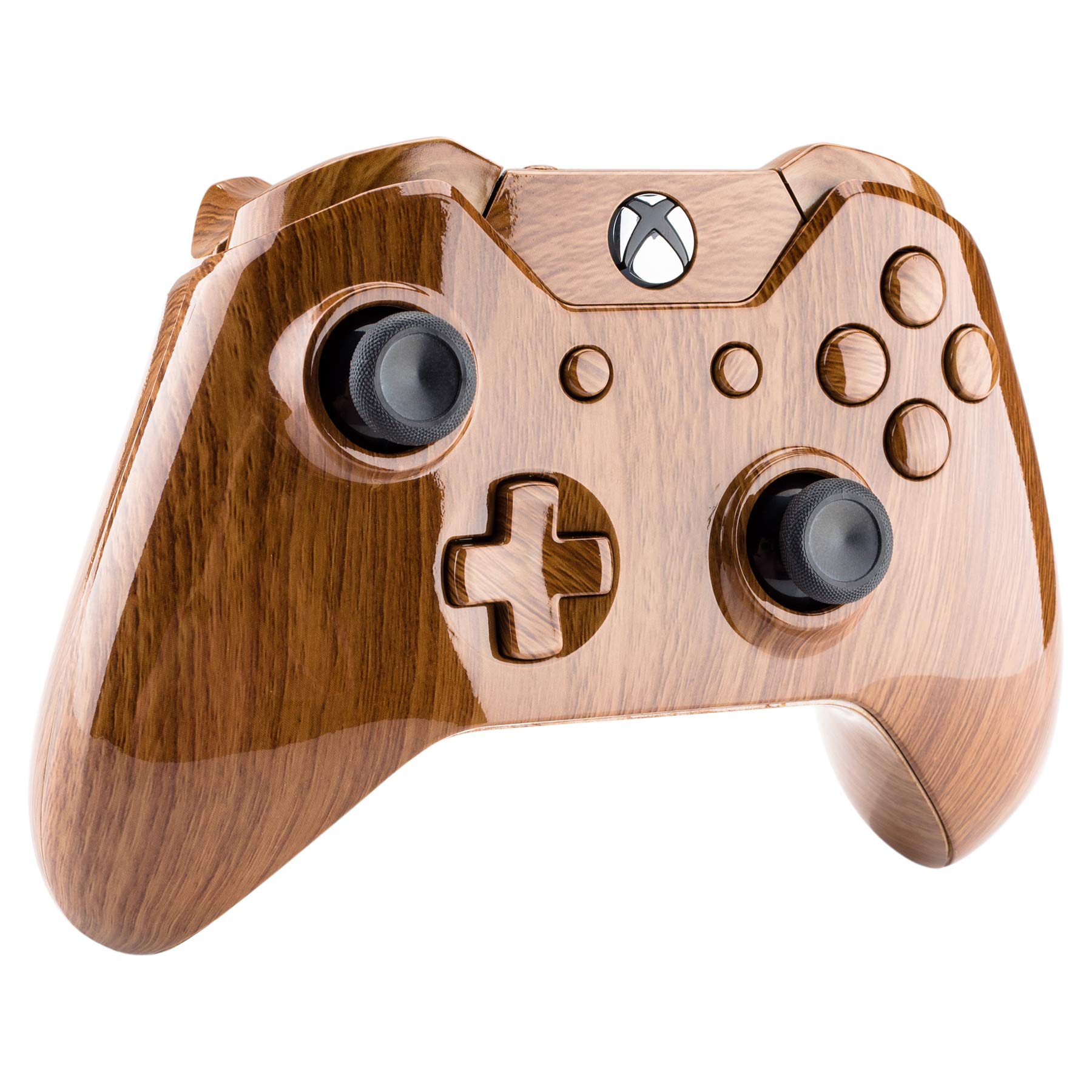 eXtremeRate Wood Grain Patterned Replacement Part Custom Full Housing Shell with Buttons for Xbox One Standard Controller with 3.5mm Headphone Jack (Model 1697) - Controller NOT Included