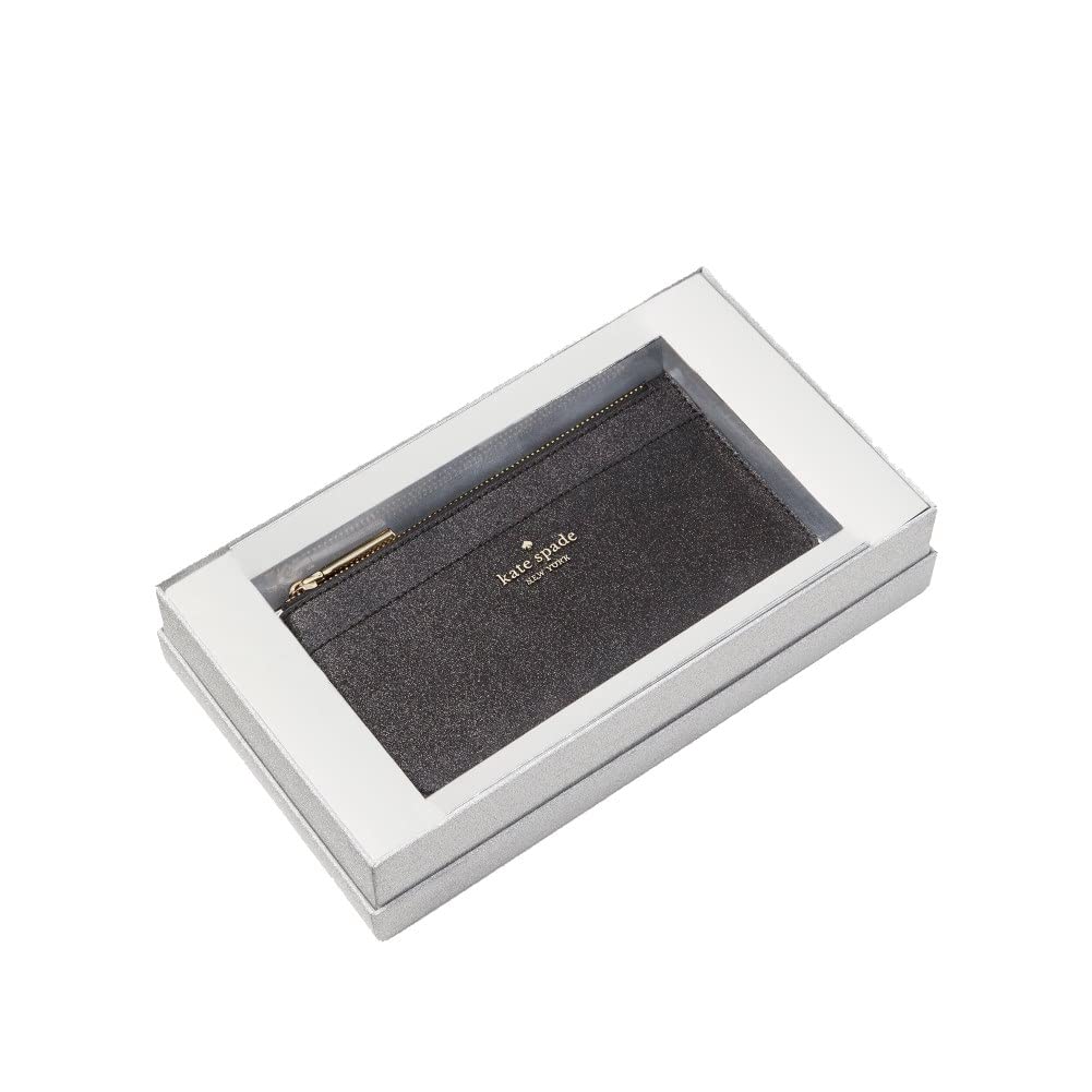 Kate Spade Wallet for Women Tinsel Boxed Large Slim Card Holder in Glitter, black, Large Wallet card holder