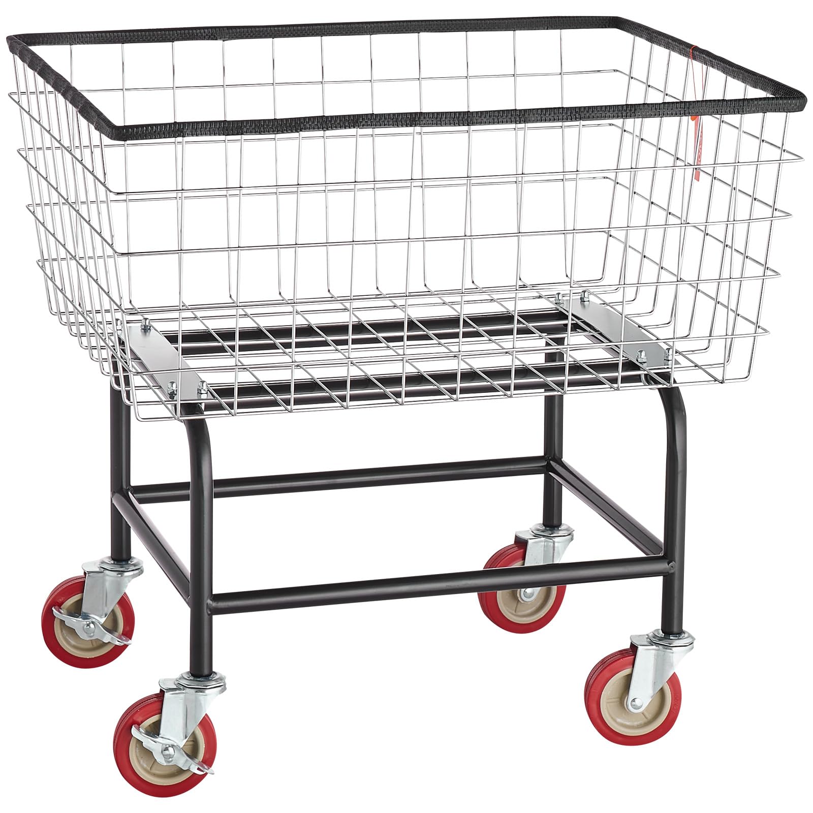 VEVOR Wire Laundry Cart, 2.8Bushel Wire Laundry Basket with Wheels, 26.7''x21.7''x26.4'' Commercial Wire Laundry Basket Cart, Steel Frame with Chrome Finish, 4" Casters, Wire Basket Cart For Laundry