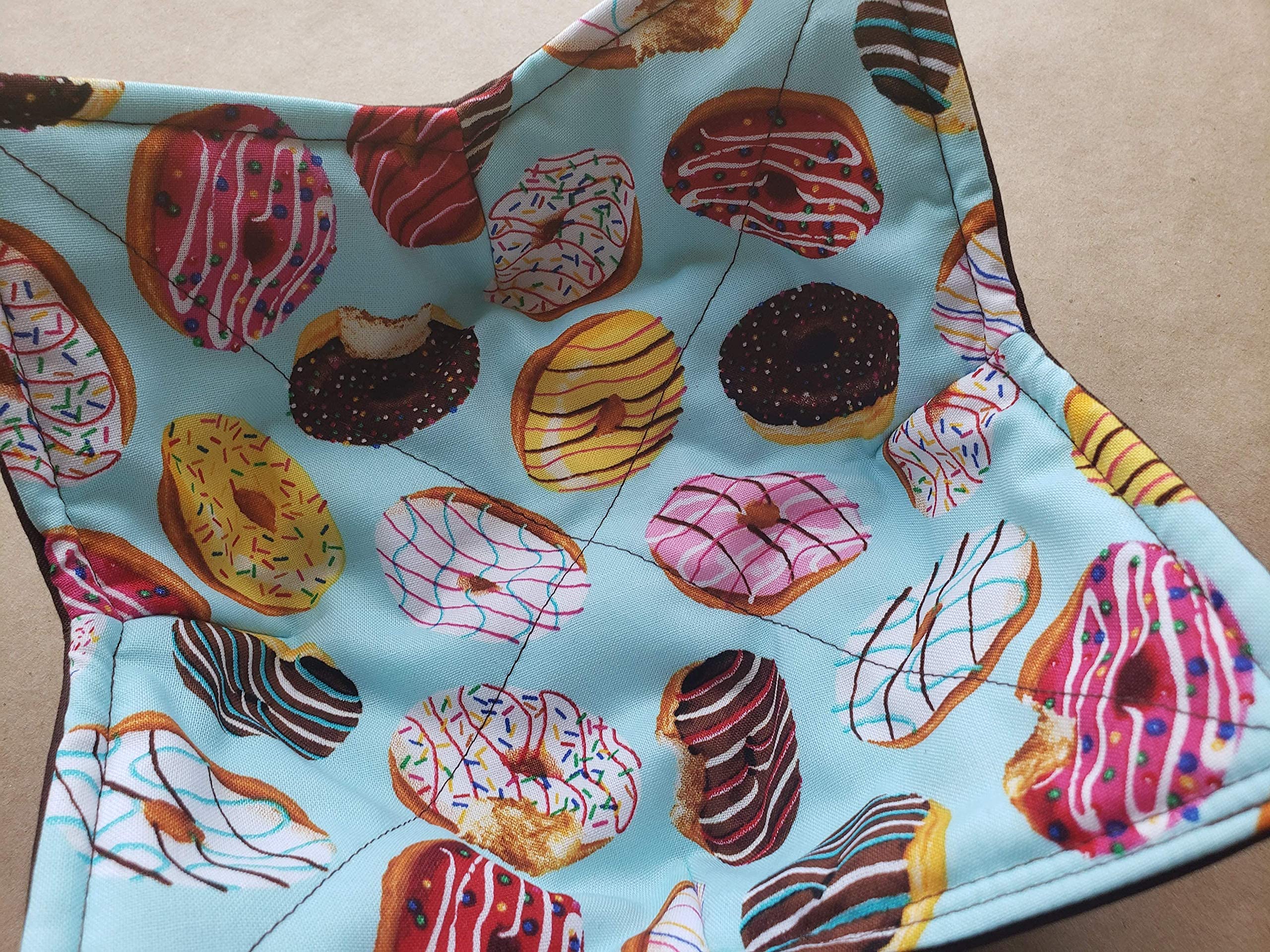 Frosted Donuts Microwave Cozy Sweet Treat Reversible Microwaveable Bowl Holder Doughnut Themed Gifts