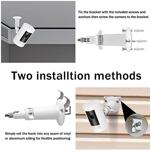 Ring Camera Vinyl Siding Wall Mounts No Drill 360 Degree Adjustable,Compatible with Ring Stick up Cam & Ring Indoor Cam(2Pack White)