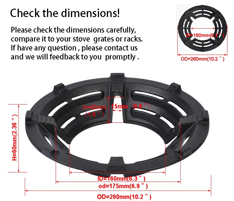 IEUYO Cast Iron Wok Support Ring Burner Ring for Gas Stove Rack Pot Holder Anti-skid Time-saving and Energy-saving for 4 claws racks or grates