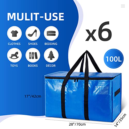 TAILI Extra Large Moving Bags, 4 Pack Heavy Duty Totes For Storage with Reinforced Zipper, Wrap Around Handles, Storage Bags for Space Saving Moving Storage, Alternative to Moving Boxes