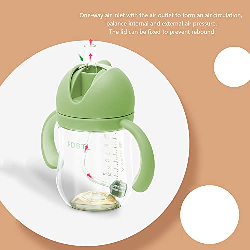 FDBTL Baby Soft Spout Sippy Cups, Learner Cup with Removable Handles, Leak-Proof, Spill-Proof, A Straw Brush, Break-Proof Cups for Toddlers Infant, 9 Ounce (Green)