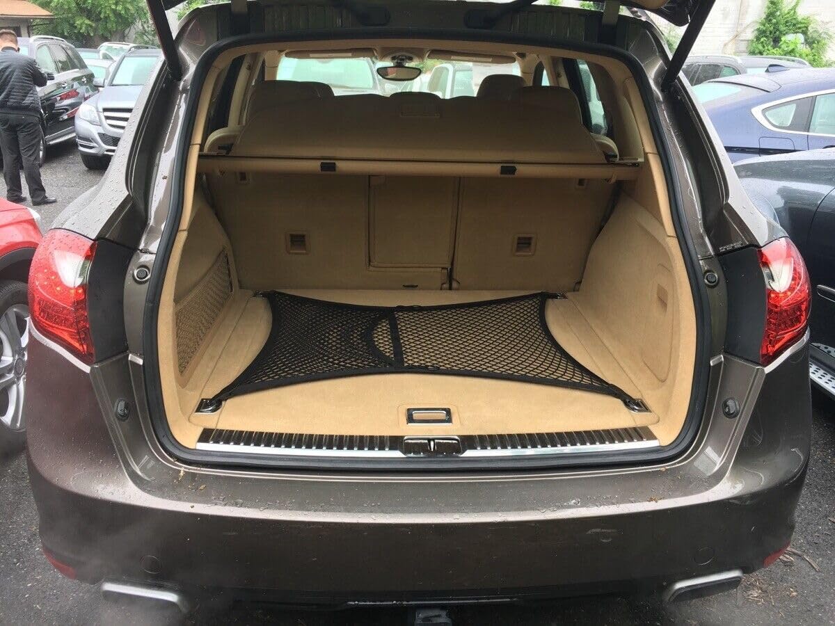EACCESSORIES EA Trunk Organizer Cargo Net for Porsche Cayenne 2011-2023 - Floor Style Cargo Net for SUV - Premium Mesh Elastic Car Trunk Organizer Vehicle Carrier Storage - Compatible with Cayenne