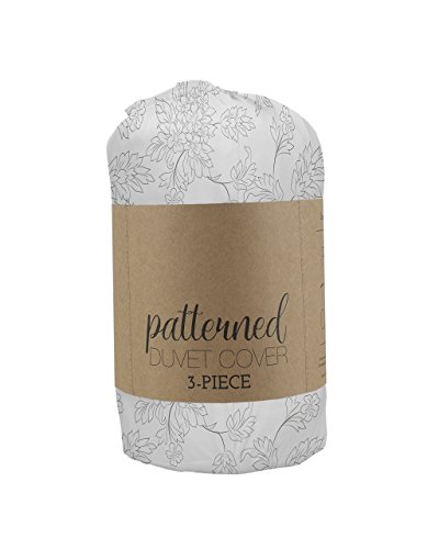 Simply Soft Duvet Cover Set Vine Patterned, Queen, Gray