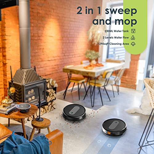 Robot Vacuum and Mop Combo, 3 in 1 Mopping Robotic Vacuum with Schedule, App/2.4Ghz Wi-Fi/Alexa, 1600Pa Max Suction, Self-Charging Robot Vacuum Cleaner, Slim, Ideal for Hard Floor, Pet Hair, Carpet