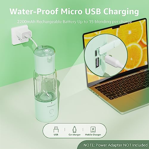 Personal Blender, Portable Blender for Shakes and Smoothies, Fresh Juice Mini Fast Blender with 6 Blades, Rechargable Single Blender BPA Free for Kitchen, Sport, Travel (Green)