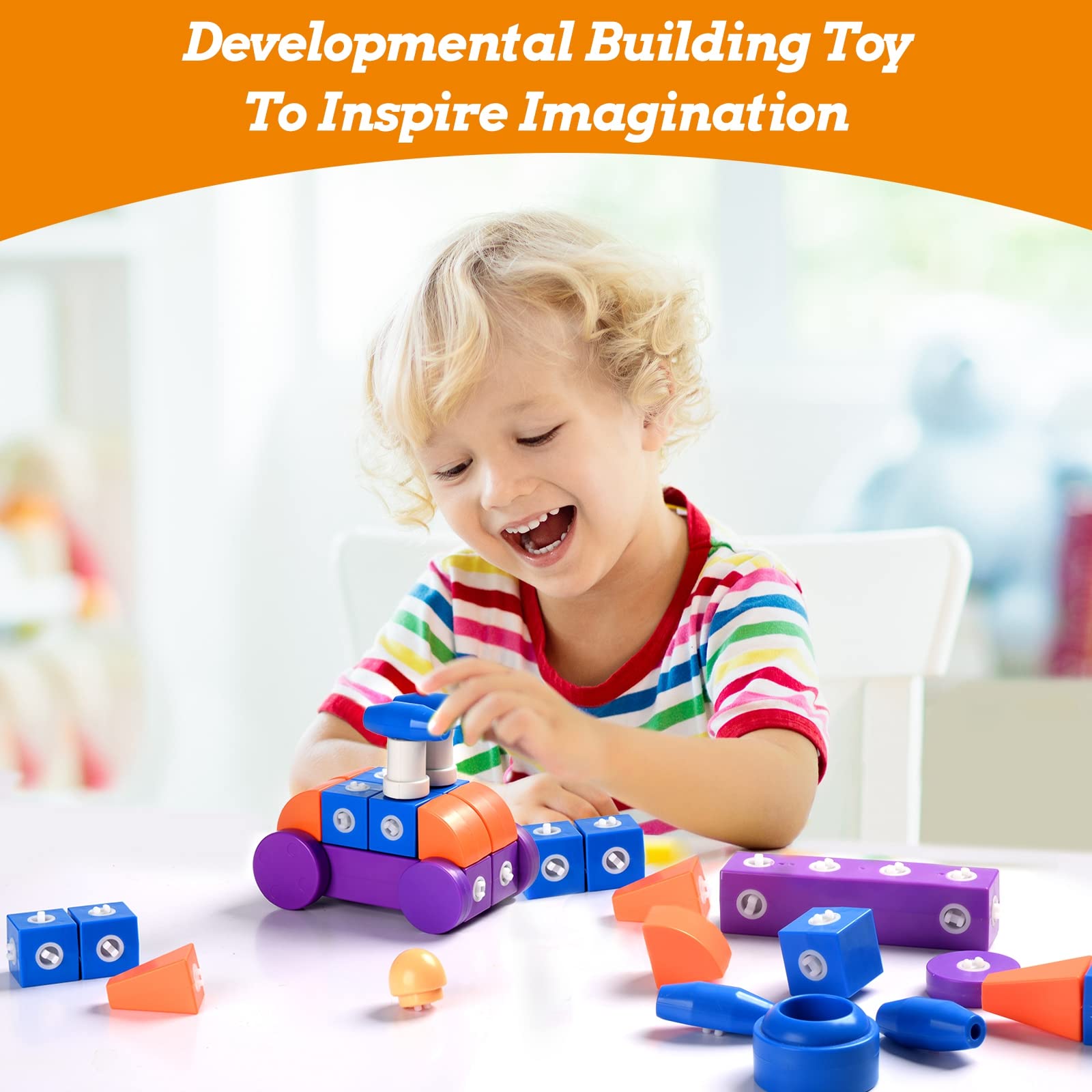 EPPO Building Blocks for Toddlers, STEM Building Toys for Kids Early Learning Educational Creative Construction DIY Toy Blocks (Traffic Version)