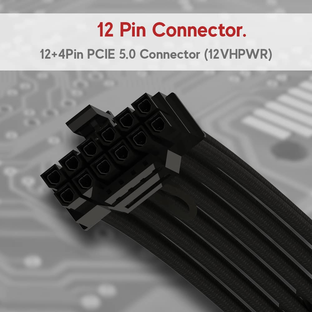 LINKUP - AVA 600W PCIE 5.0 12VHPWR (16Pin/12+4) 16AWG Sleeved High Current Power PSU Cable - 70cm - (White) Compatible with All RTX 4000 and RTX 3000 FE GPUs