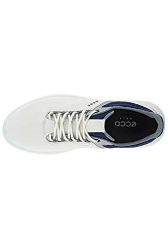 ECCO Men's Core Hydromax Water Resistant Golf Shoe, White/SILVERMETALLIC/Blue Depths, 10-10.5
