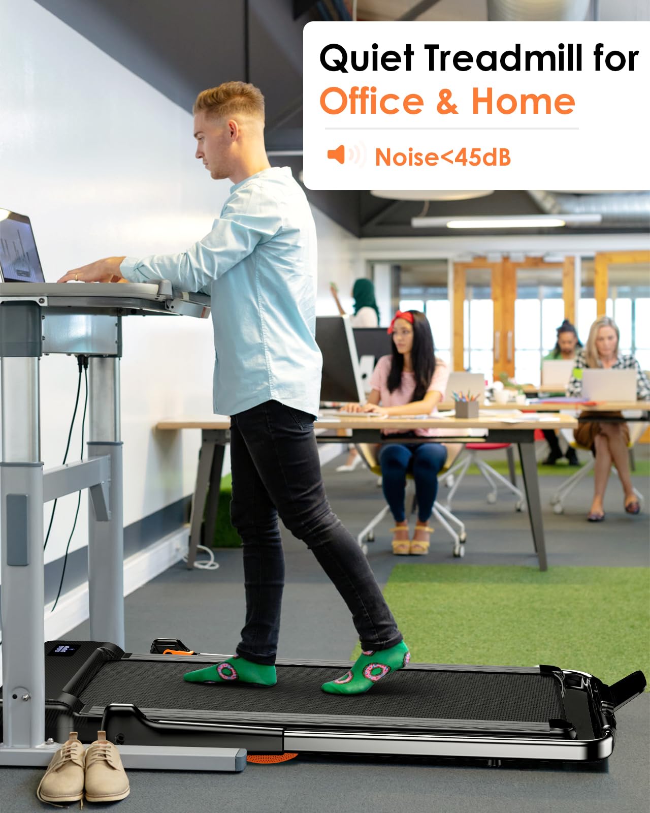 Folding Treadmill Walking Pad 2 in 1, 3HP Foldable Under Desk Treadmill with Ultra Anti-Shock, 16.5" Wider Belt & Handle, Ultra Quiet for Home & Office, Gym, LED Display