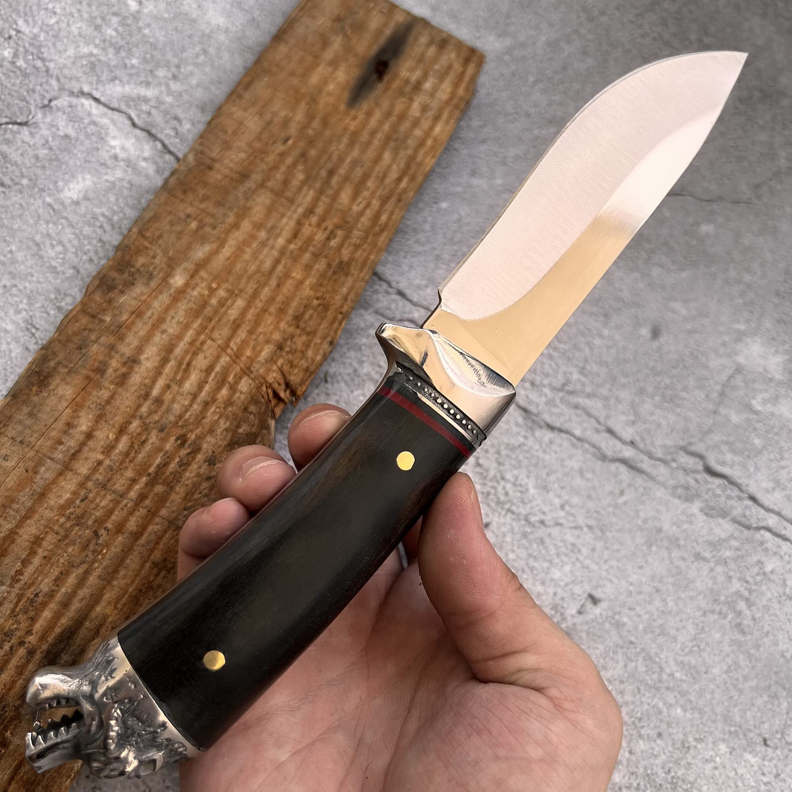 HOLYEDGE Fixed Blade Survival Knife with Sheath - 9.8" Wolf King Custom Collector Full Tang Hunting Camping Bushcraft Knife