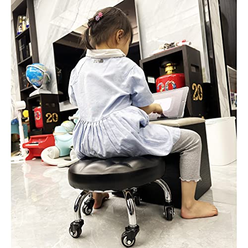 Figrosd Low Rolling Stool Roller Short Stools Universal Swivel Caster Stools Easy Mobility and Convenient Work,9 inch Height-Weight Capacity 350 Pounds (Black)