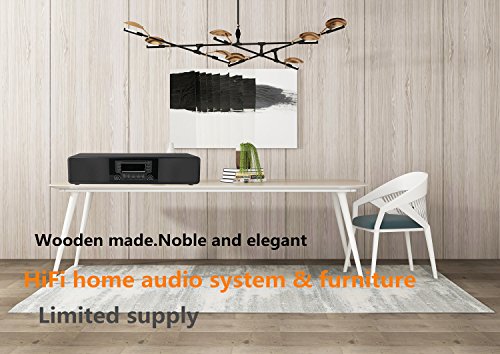 KEiiD CD Player with Speakers Bluetooth for Home Stereo System Boombox | FM Radio USB SD AUX Remote Control | 28 Inch Long with Bluetooth Receiver (Black Finish)