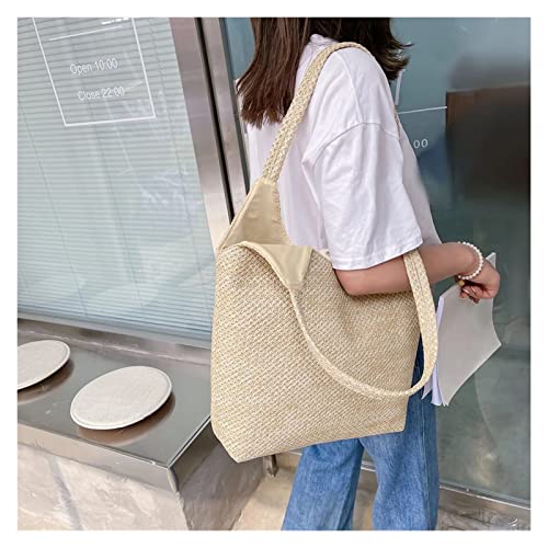 Handbags Summer Beach Bag for Women Straw Weave Shoulder Underarm Bag Large Tote (Color : A, Size : 42cm)