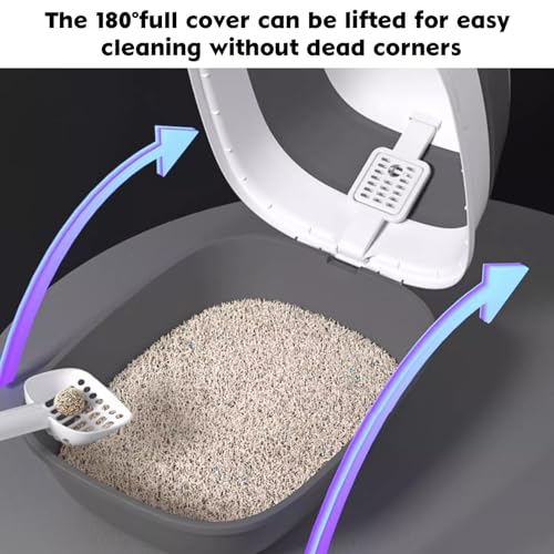 EAPURA Cat Litter Box with Automatic Sand-Proof cage&Cat Plastic Scoop,Self Cleaning cat Litter Box,Enclosed Litter Box,Deodorization Function, and Easy to Clean Splash-Proof Adult cat Toilet (grey1)