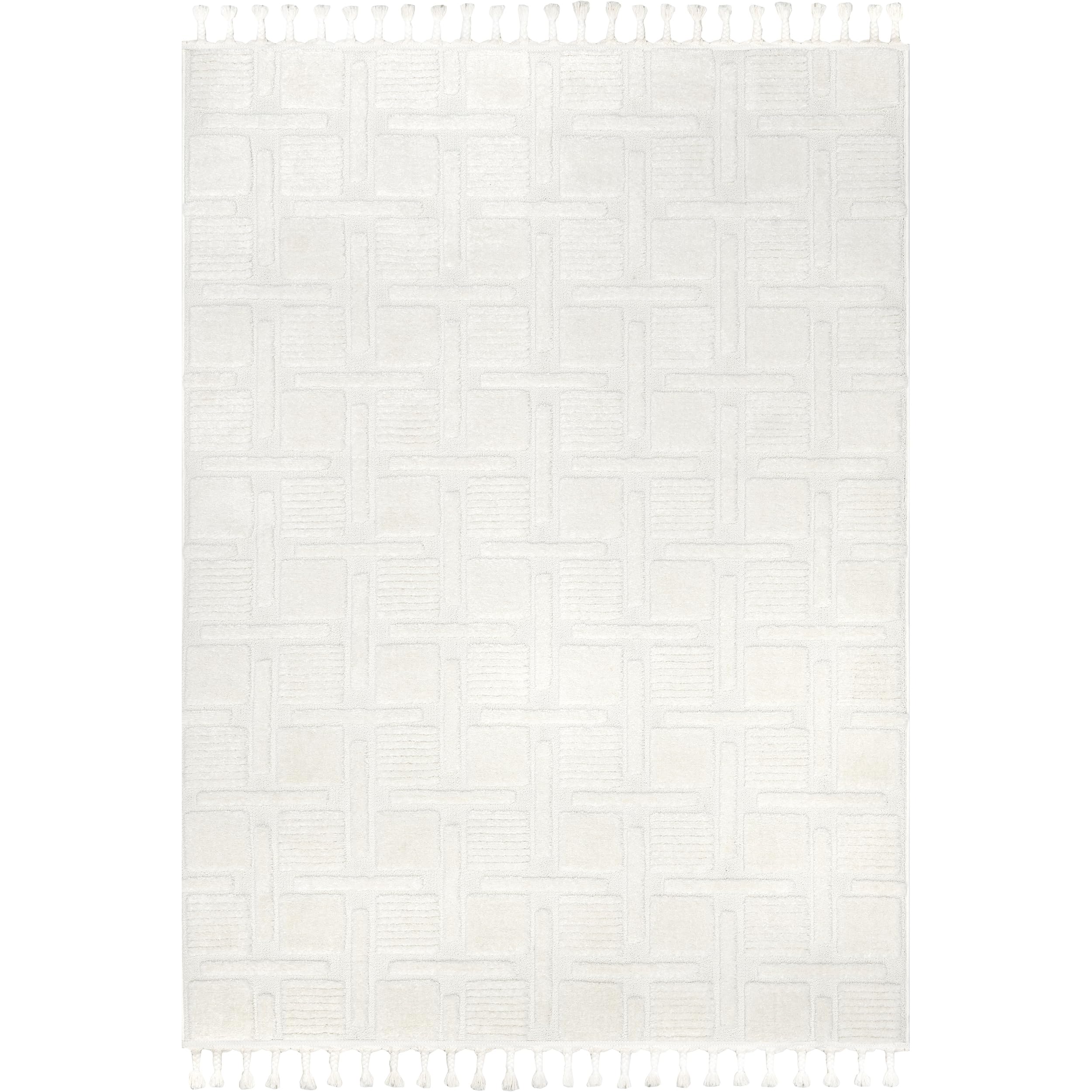 nuLOOM Alafia Geometric 7x9 Area Rug for Living Room Bedroom Dining Room Kitchen, Off White