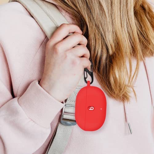 MOLOVA Silicone Case Cover for 2021 New Beats Studio Buds, Anti-Lost Shockproof Protective Case Cover for Beats Studio Bud with Keychain Easy Carrying Replacement Case with Carabiner(Red)