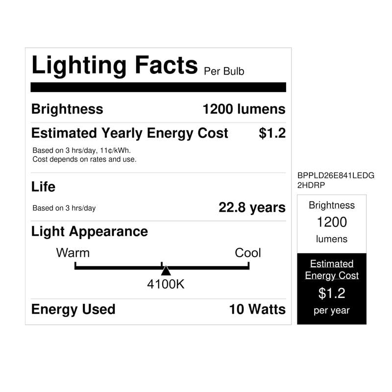 Feit Electric PL26E/H/841/LED LED PL Horizontal Recessed,1100 lm, 26W Equivalent, GX24Q-3 Base, 4100k