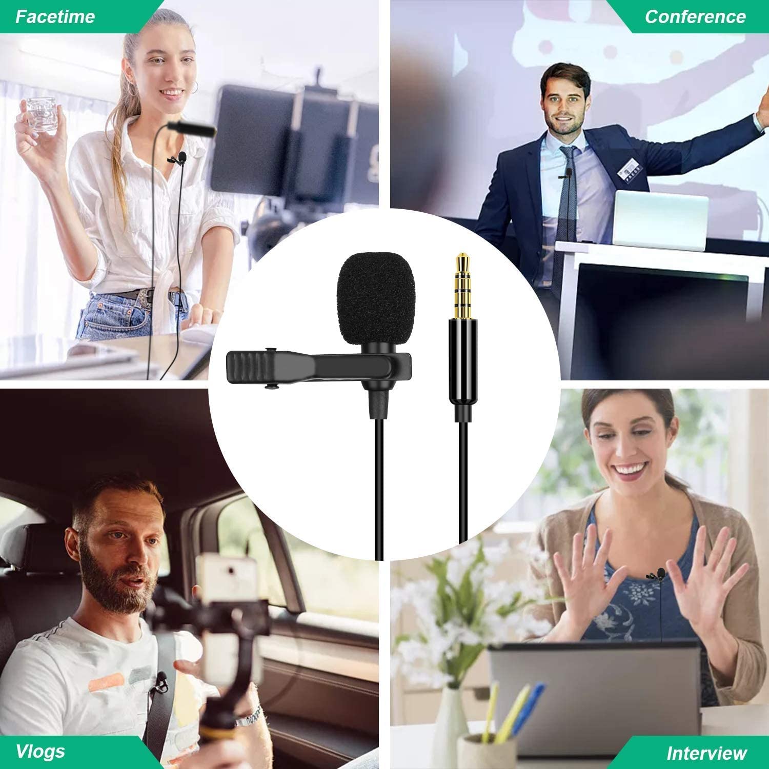 Kedok Professional Lavalier Lapel Microphone Omnidirectional Condenser Mic for iPhone iPad iPod Android Smartphone Laptop PC,Recording YouTube Interview Video Tiktok