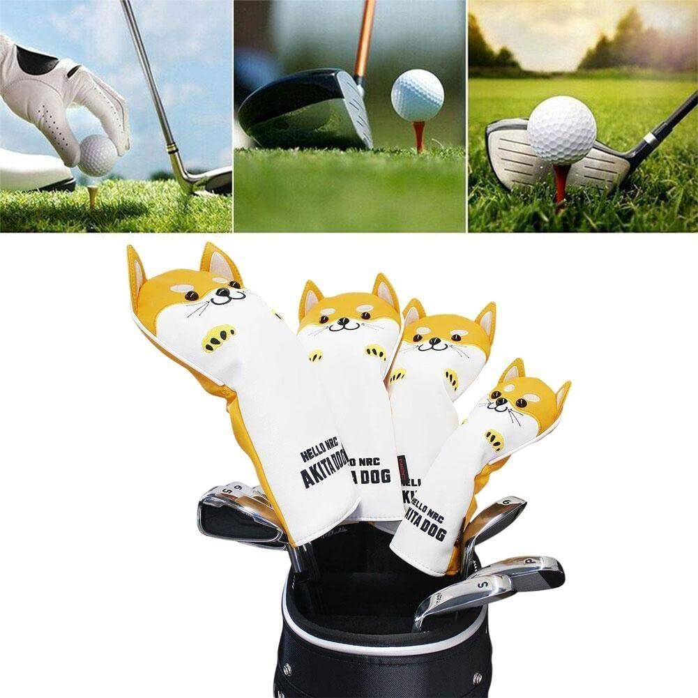 Golf Cover Cute Akita Golf Club Cover for Driver Fairway Hybrid Wood Covers Protector Putter Leather Pu