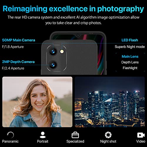 UMIDIGI Cell Phone G1 MAX, Android12 Unlocked Smartphone, Dual Sim 4G LTE Mobile Phone, 128GB/256G Expandable, 6.52" HD+ Night Mode,5150mAh, GSM Unlocked Phone