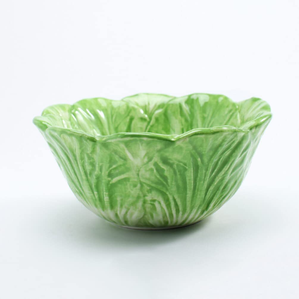 Green Bowl Ceramic Ramen Bowl Mixing Bowl Cute Chinese Cabbage Design Noodles Bowl Serving Bowl for Soup Noodles Salad Mixing Ice Cream Cereal Snacks Bowls Green Tableware