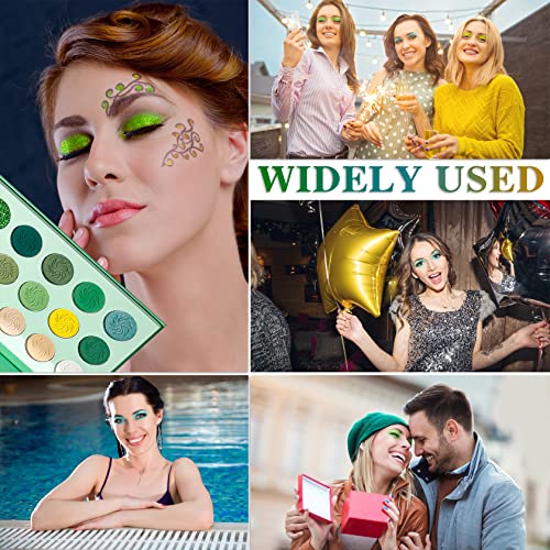 Green Eyeshadow Palette,QIUFSSE 15 Colors Eye Shadow Pallete Sets Highly Pigmented Matte Glitter Colorful Long Lasting Blendable Forest Emerald Green Yellow Makeup Pallet for Women Christmas Halloween