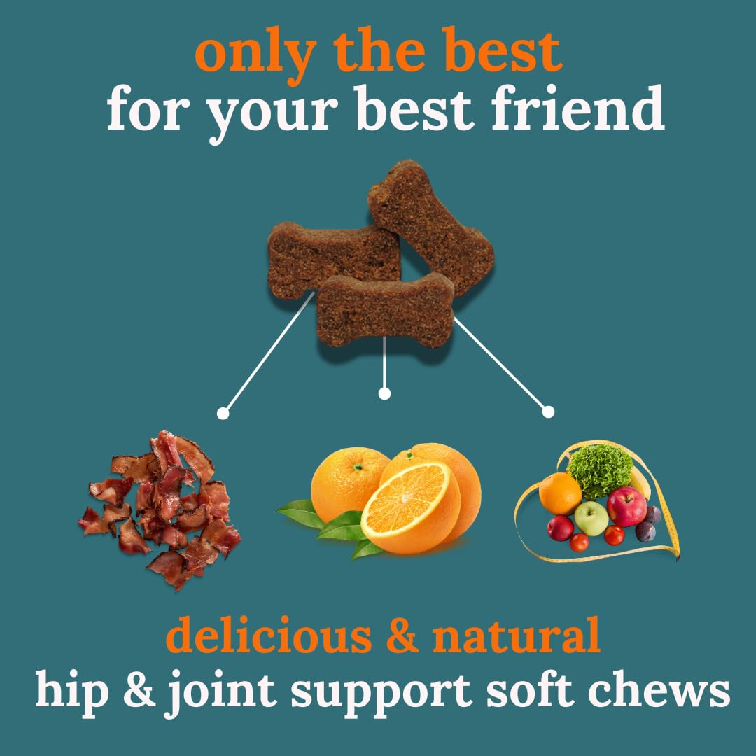 Pawful Pure Mobility - Natural Hip & Joint Dog Chews - Mobility & Joint Health Dog Supplement - Improve Flexibility, Motion & Activity - Tasty Bacon Flavor - USA Made (90 Chews)