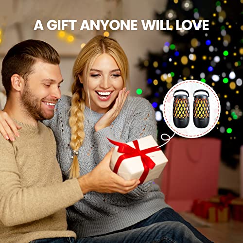Outdoor Speakers Waterprrof, Birthday Gift Ideas for Him Her, Portable Bluetooth Speaker with Lights, Multi-Sync Wireless Speaker for Patio/Yard/Pool/Porch, Wall Mount&Stake&Hook Inc. (2 PACK)