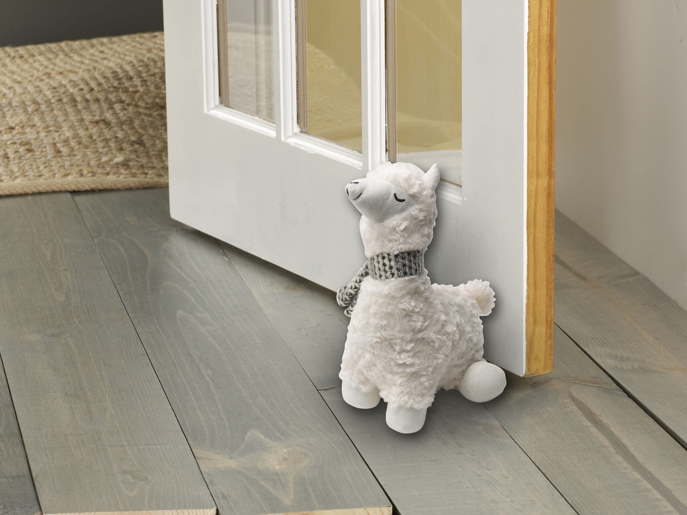 Elements 5.91x11.22x10.43 Inch White Llama Weighted Fabric Door Stopper