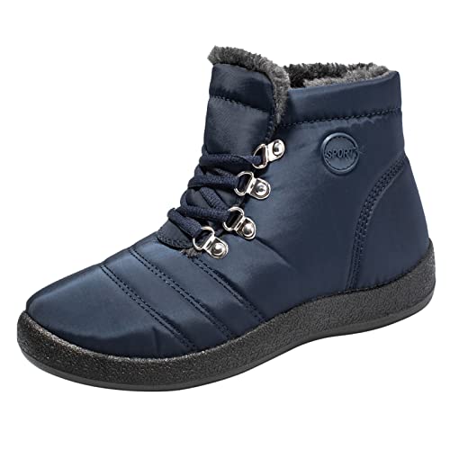 FASDNENDYS Toe Men Boots Shoes Lace Up Plus Sport Keep Couples Warm Boots Snow Round Flat Wide Calf Snow Boots