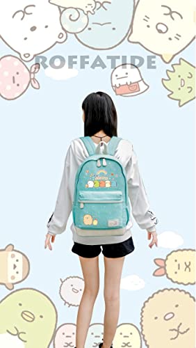 Roffatide Anime Sumikko Gurashi Game White Bear Tonkatsu Print Casual Backpack Green Canvs Schoolbag