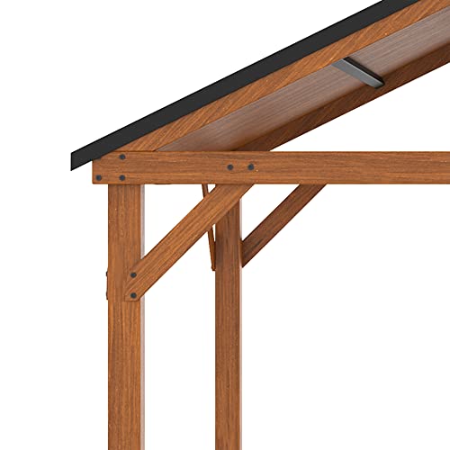 Outsunny 11' x 12' Hardtop Gazebo with Wooden Frame and Waterproof Asphalt Roof, Permanent Pavilion Gazebo Canopy, for Garden, Patio, Backyard, Deck, Porch, Brown