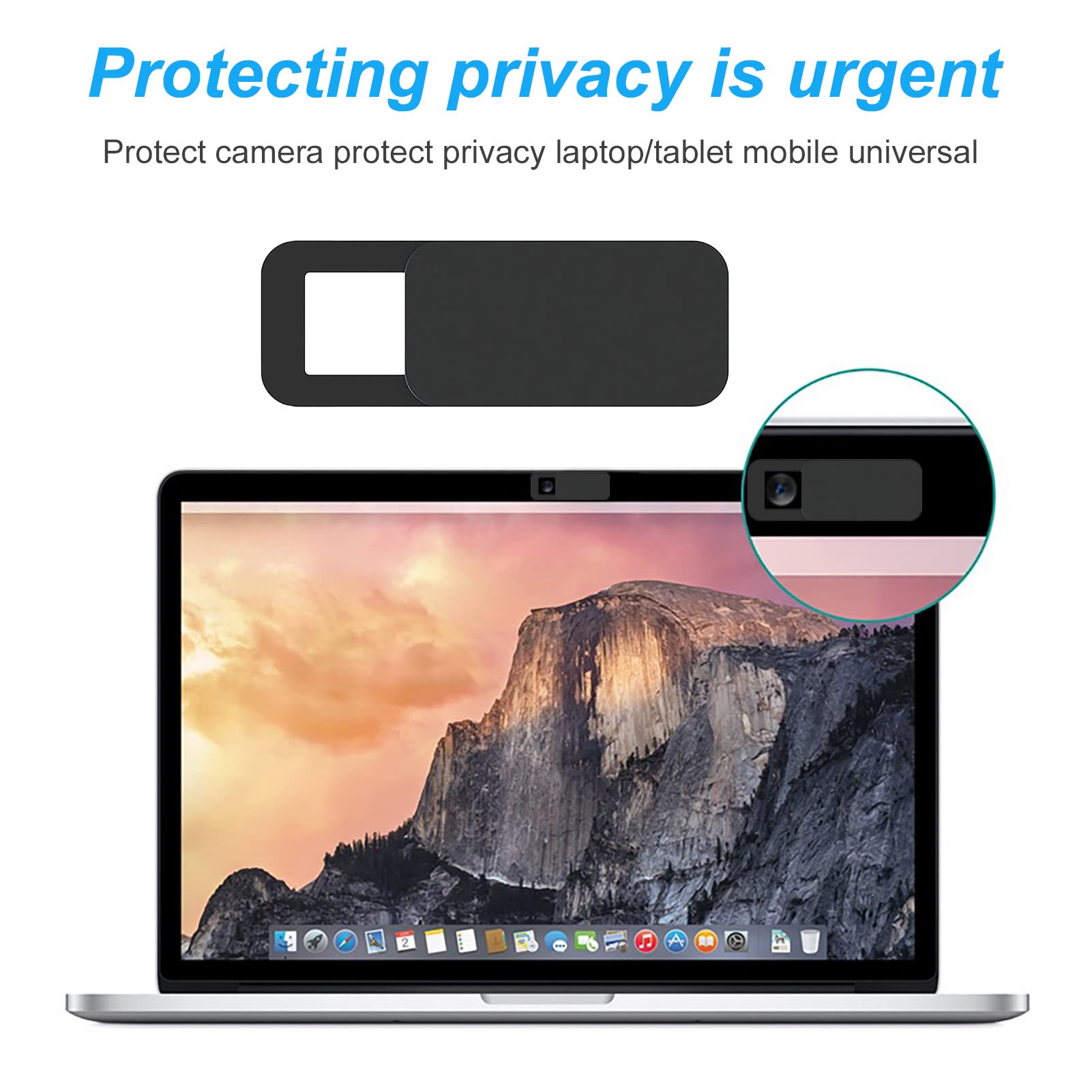 Webcam Cover Slider for Privacy, Dust-proof Privacy Protection Anti-peep Long Ultra-thin Web Camera Cover Camera Sticker Slider for Laptop, PC, Desktop, Tablet, Smartphone, Camera Privacy Covers Black