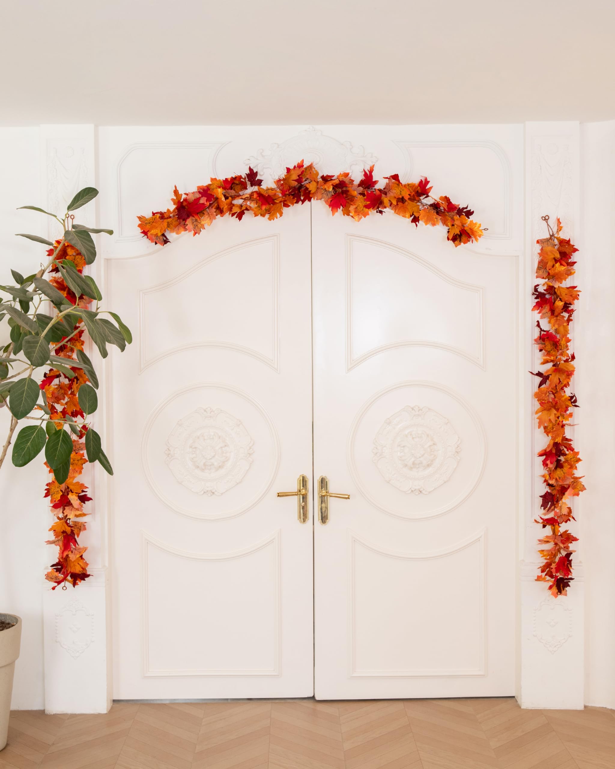 DuHouse 7Pack Fall Maple Leaves Garland 6Ft Hanging Artificial Fall Garland Autumn Leaves Vine for Halloween Thanksgiving Christmas Home Outdoor Decoration