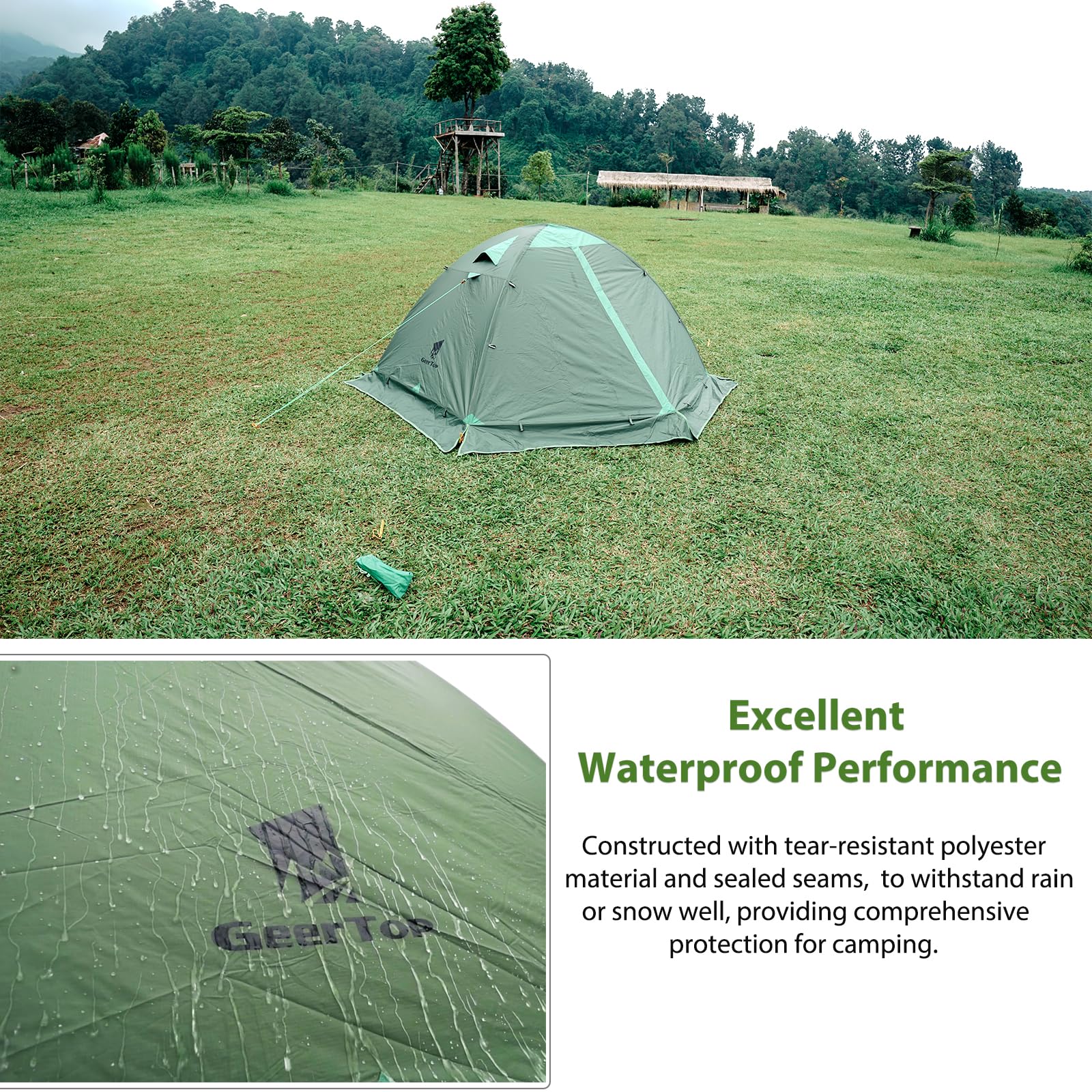 GEERTOP 2 Person Backpacking Tent 4 Season Double Layer Lightweight Waterproof Cold Weather Tent for Camping,Hunting, Hiking, Climbing, Outdoor Travel - Easy Set Up