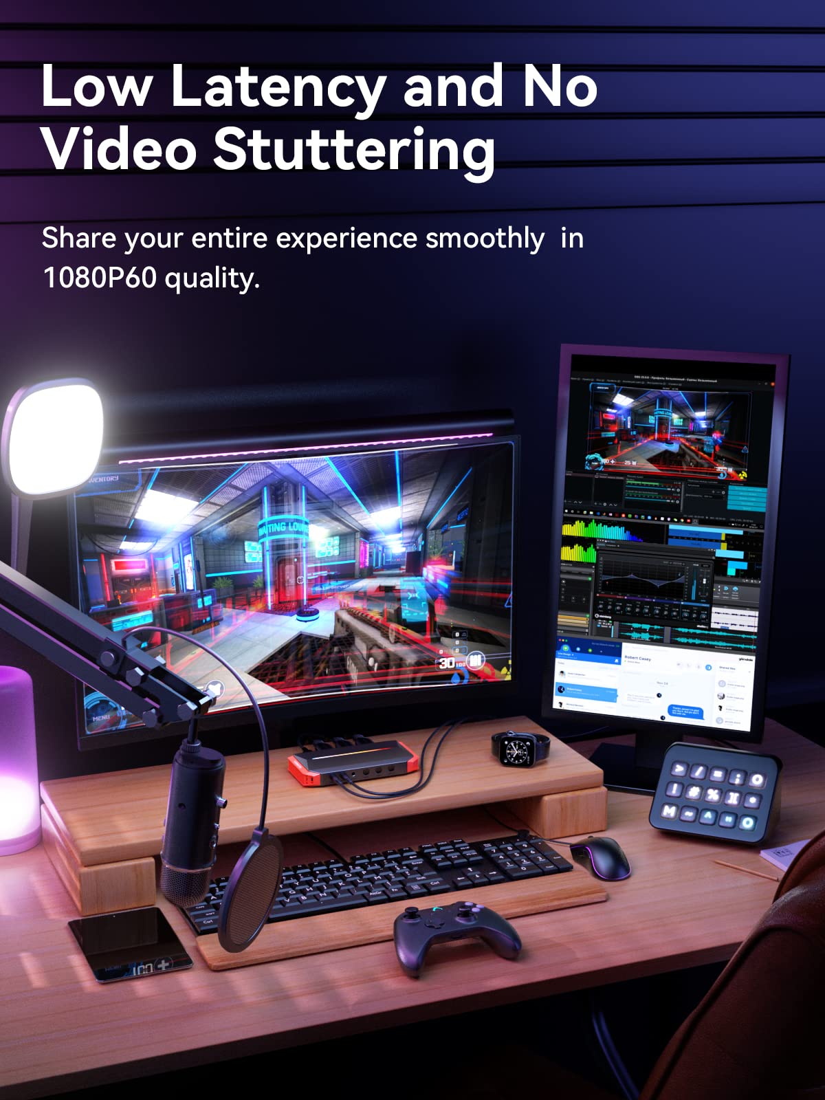 Video Capture Card - SOOMFOM Dual HDMI Input Game Capture Card with 1080P60 HDMI Loop-Out, Stream and Record at 1080P 60fps for Live Streaming, Conference and More