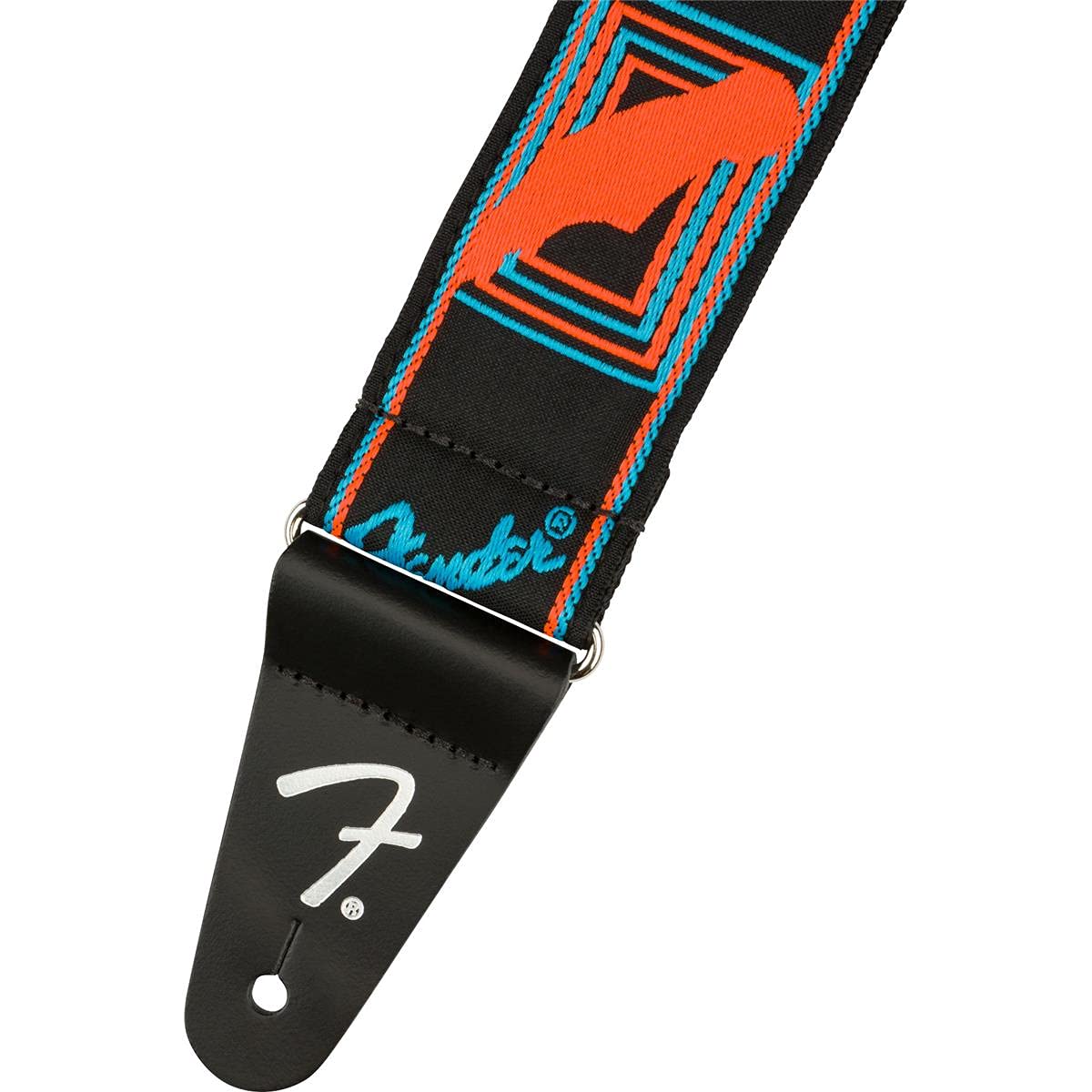 Fender Neon Monogrammed Guitar Strap, 2in, Blue/Orange