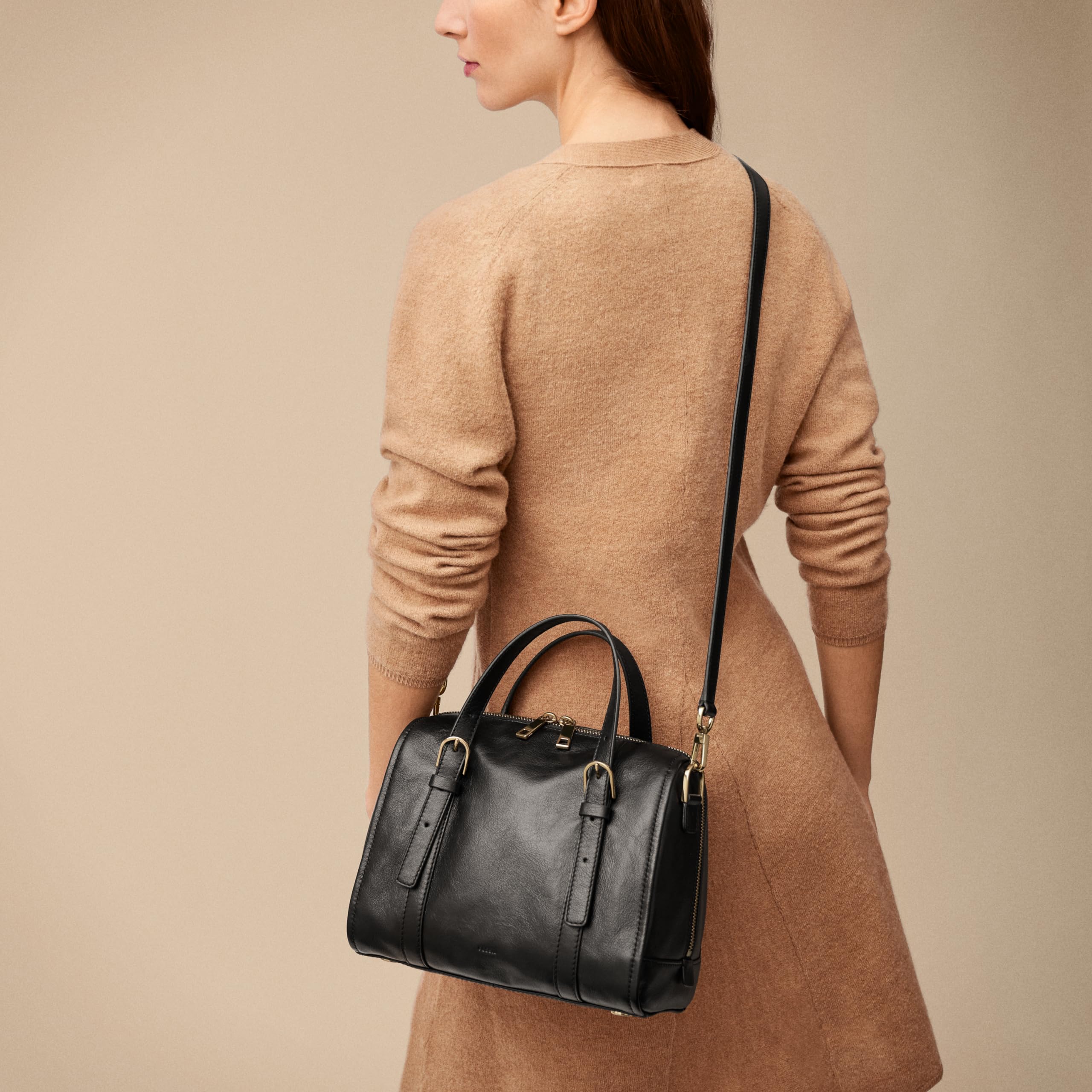 Fossil Women's Carlie Leather Satchel Purse Handbag