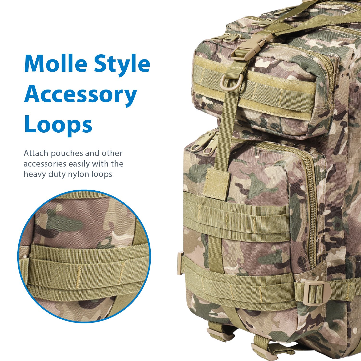 Flexzion Assault Pack Backpack - 40L Large Tactical Bags for Men Military Style Backpack, MOLLE Bug Out Gear Backpack, Water-Resistant RuckSack Army Backpack for Men and Women - Marshland Camouflage