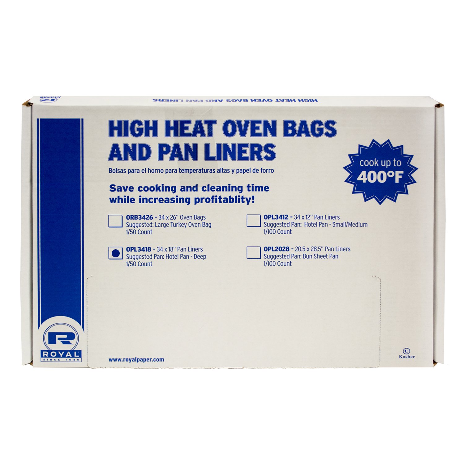 Royal Deep, Full Pan High Heat Oven Pan Liner, 34 Inch W x 18 Inch L, Case of 50